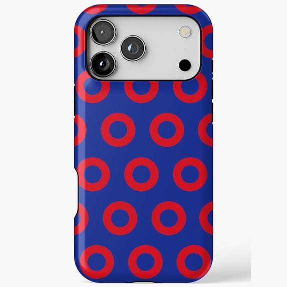 Bold Red Circles Pattern Blue for iPhone Case 11 through 17 Pro Max ...