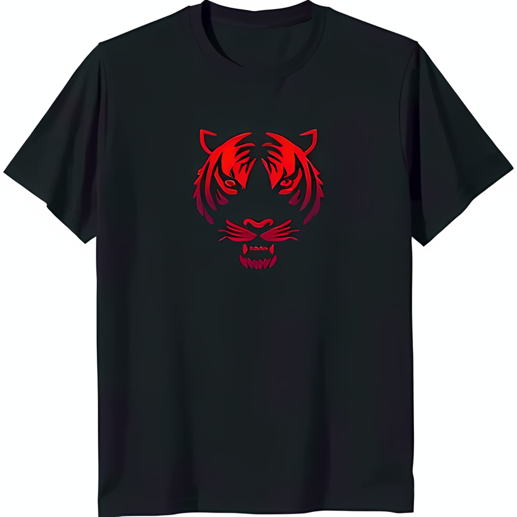 Bold Red Face Graphic on Black T-Shirt Fierce Animal Design - Walmart.com