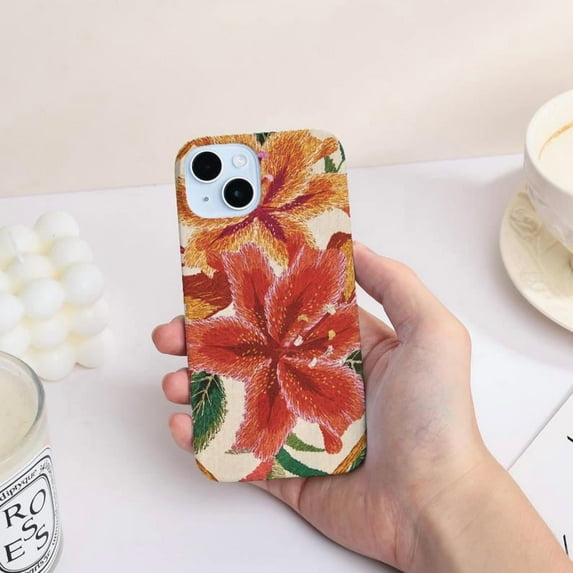 Bold Red Floral Botanical iPhone Case Retro Artistic Nature Artwork for ...