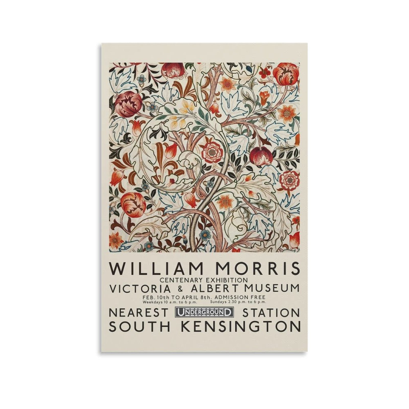 Bold Red Flowers by William Morris Poster Artworks Picture Print Poster ...