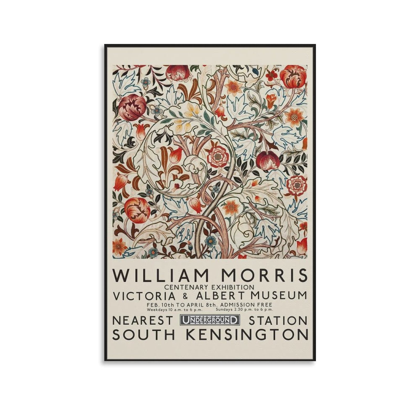 Bold Red Flowers by William Morris Posters Canvas Wall Art Poster ...