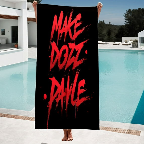 Bold Red Graffiti-Style Beach Towel - Dynamic Design for Pool & Travel ...