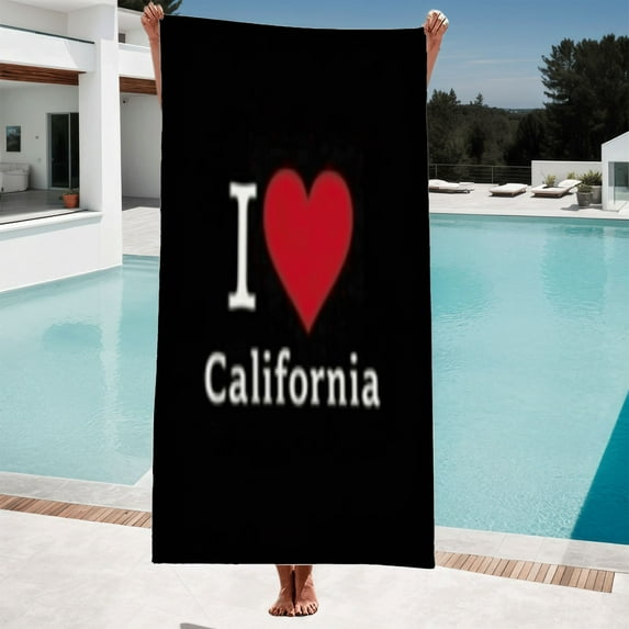Bold Red Heart Design Beach Towel - Stylish Bath & Pool Towel with ...