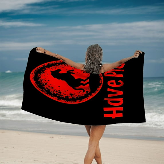 Bold Red Horse Silhouette Beach Towel - Minimalistic Design for Pool ...