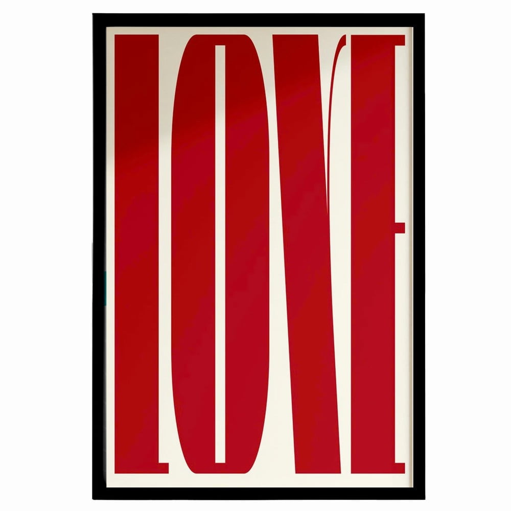 Bold Red ‘LOVE’ Typography Print – Statement Poster for Home, Bedroom ...