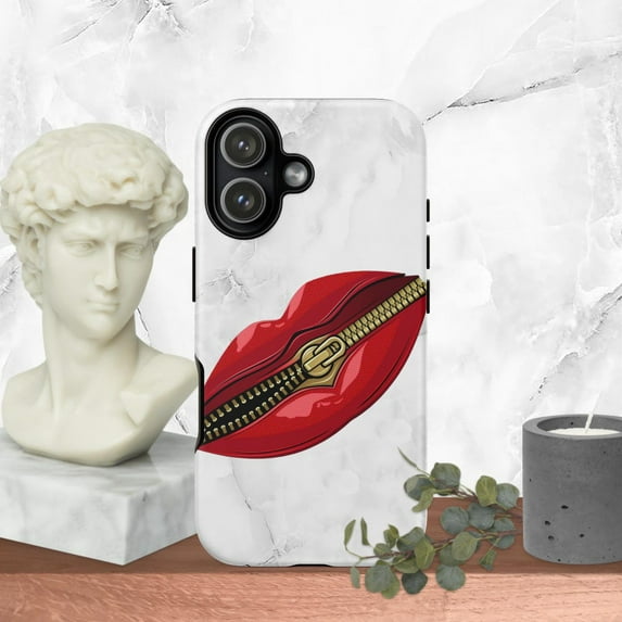 Bold Red Lip Pop Art Marble Fashion Themed Phone Case 17 16 15 14 13 12 ...