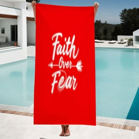 Bold Red Motivational Beach Towel - Stylish Cursive Design Perfect for ...
