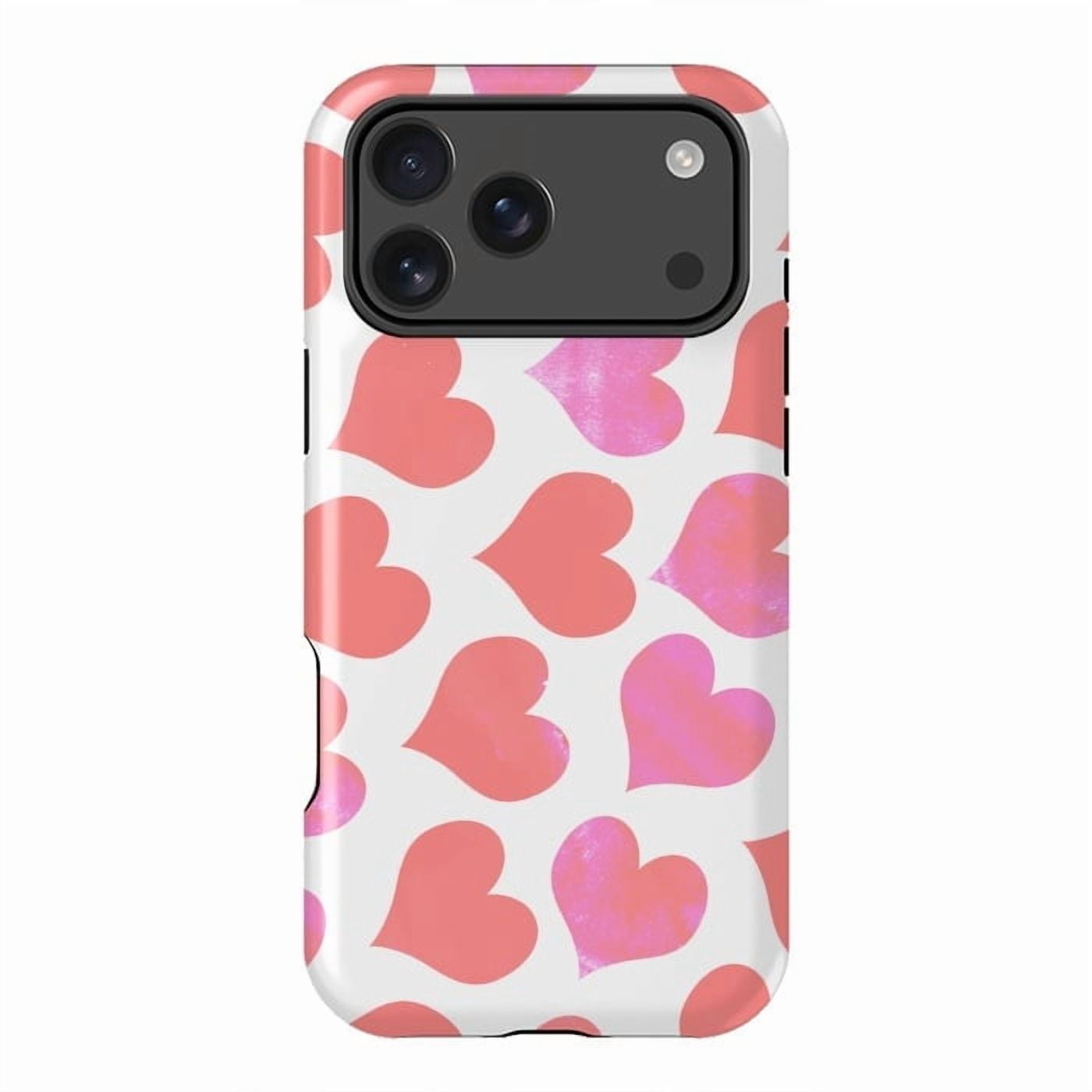 Bold Red-Pink Hearts Love iPhone Case for iPhone 17 16 15 14 13 12 11 ...