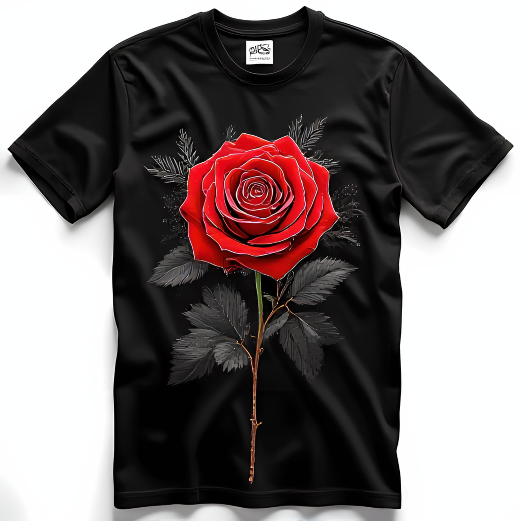 Bold Red Rose Graphic Black T-Shirt for Men and Women Floral Design ...