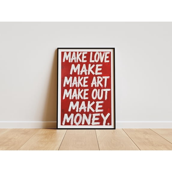 Bold Red Typography Print, Modern Inspirational Pvc Wall Art Home Decor ...