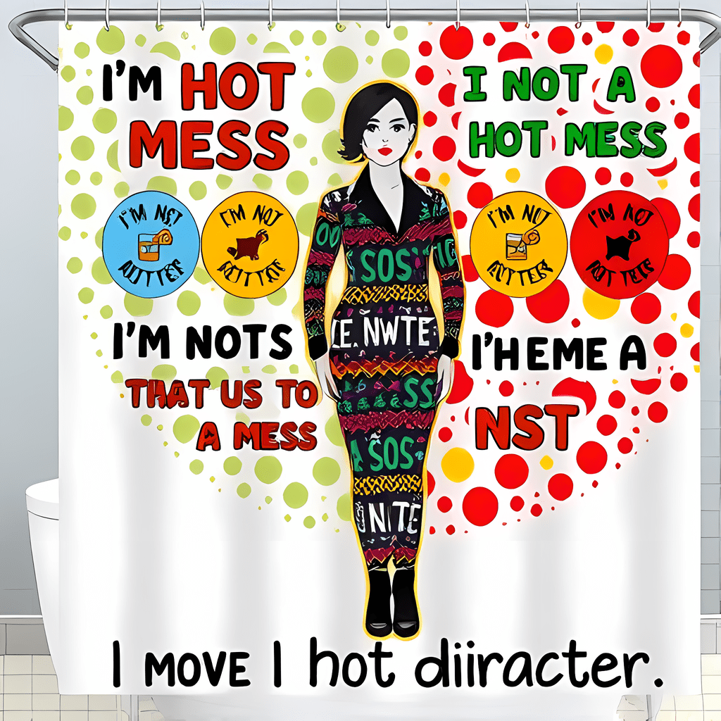 Bold Retro 80s Style Shower Curtain with Fun Graphic Design & Playful ...