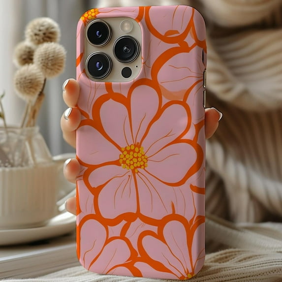 Bold Retro Pink and Orange Floral Phone Case with a Vibrant Hibiscus ...