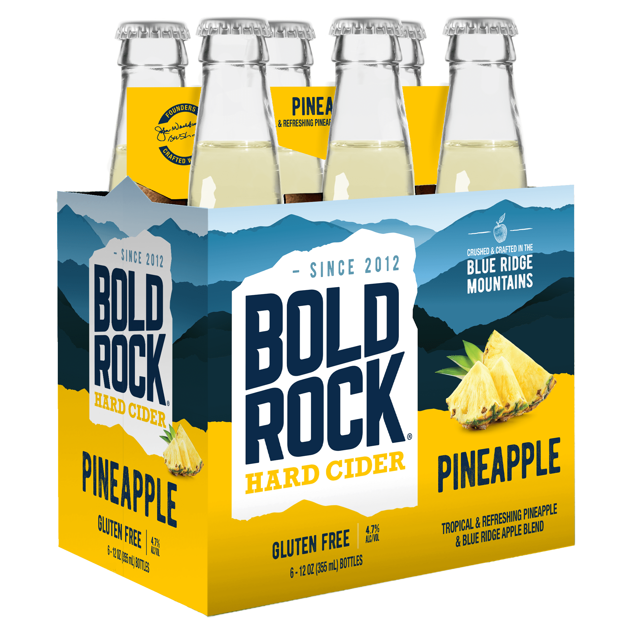 Bold Rock Gluten-Free Pineapple Hard Cider, 12 fl oz, 6 Pack Bottles, 4 ...