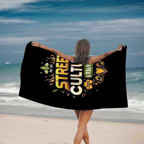 Bold " STREET CULTURE " Beach Towel with Urban Vibes Design - Colorful ...