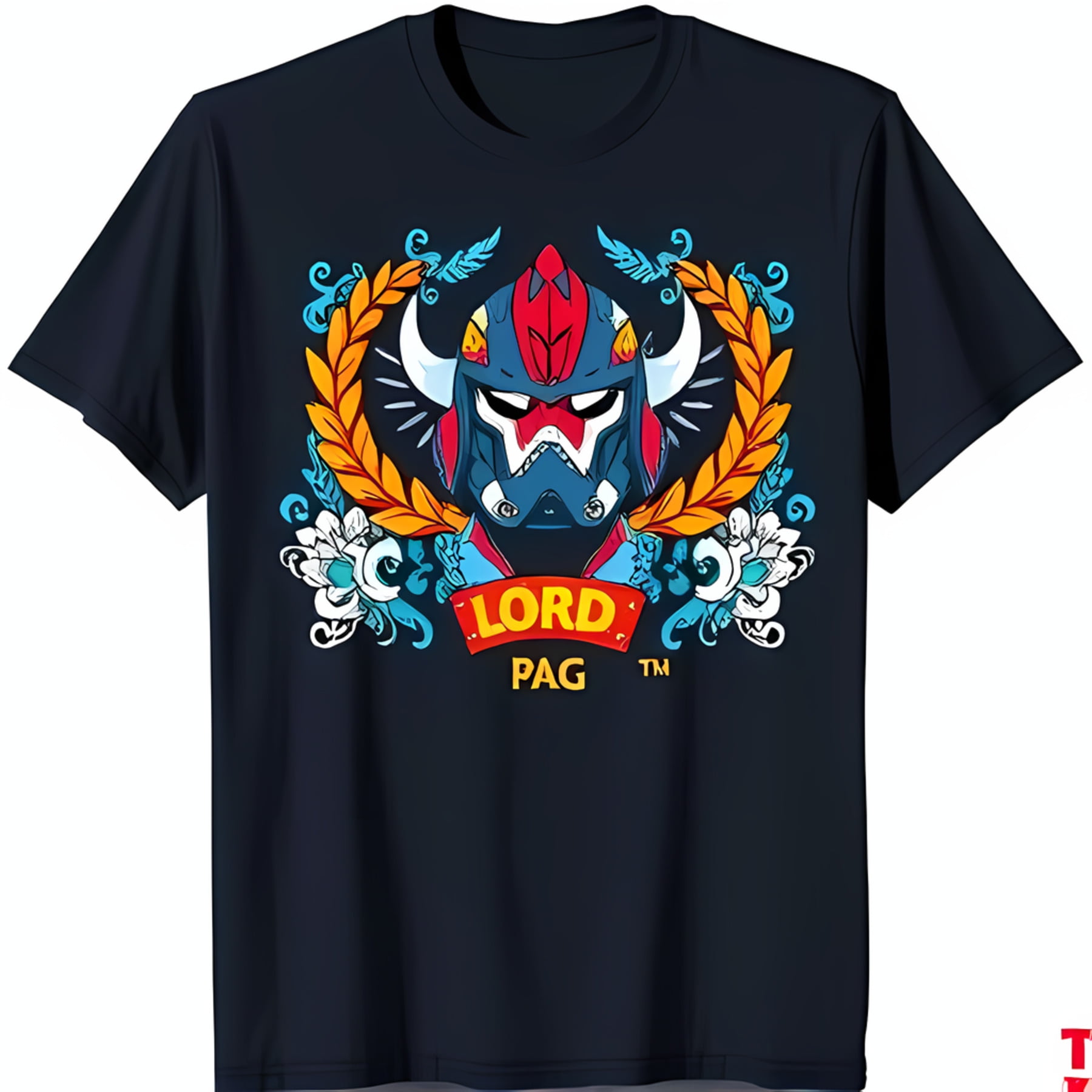 Bold Samurai Graphic on Black T-Shirt ' PAG' Design with Floral Motifs - Walmart.com