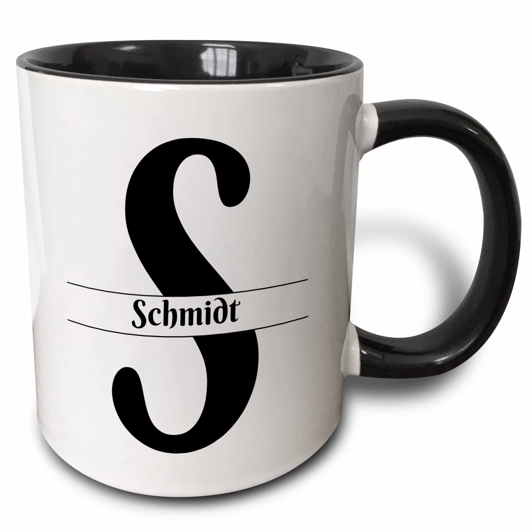 3drose, Bold Script Monogram S - Schmidt, 11oz Two-tone Black Mug ...