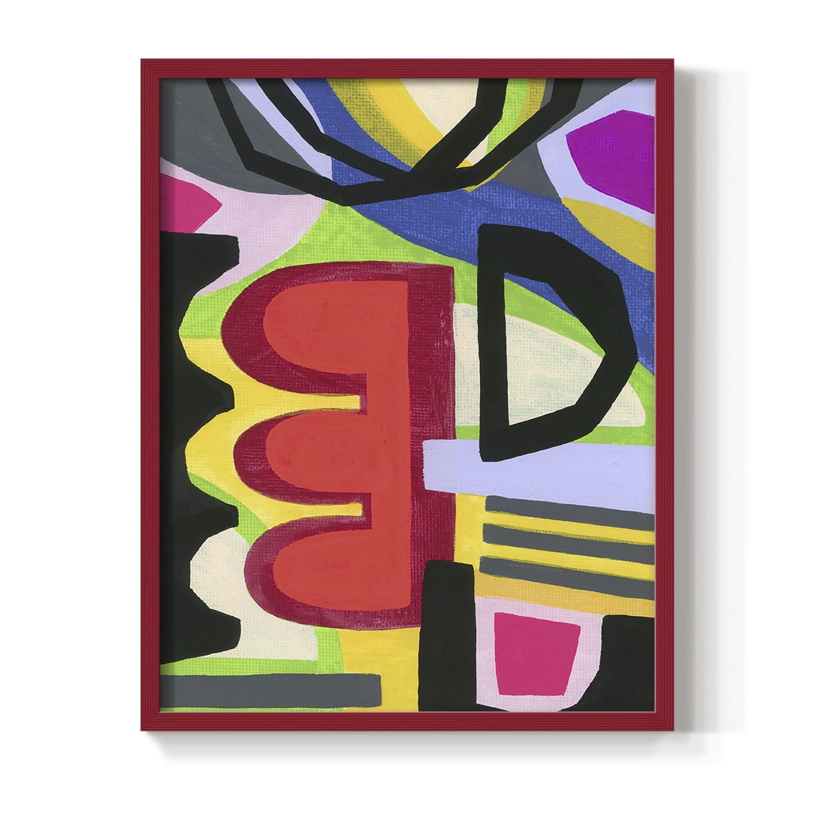 Bold Shape Shift I Framed Print in Red Solid Wood Framed Print No Nail ...
