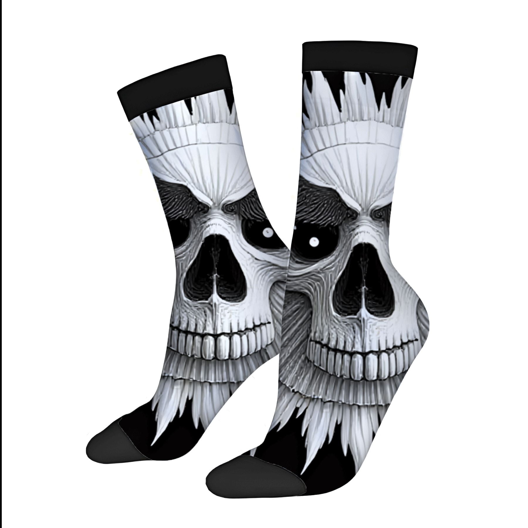 Bold Skull Design Socks - 2 Pairs of Unisex Trendy Mixed Color Socks ...