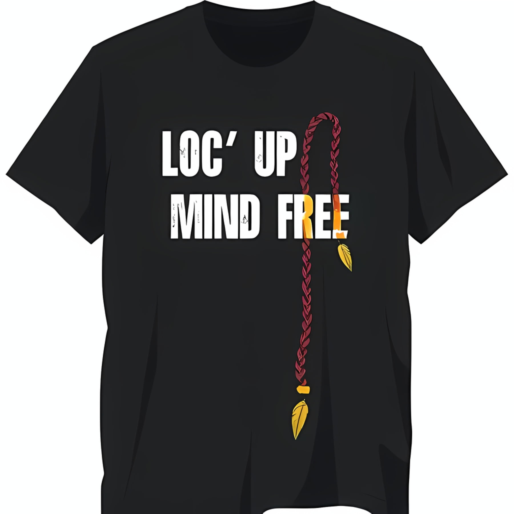 Bold Spirited Black T-Shirt with Eye Catching Braid Design & White ...