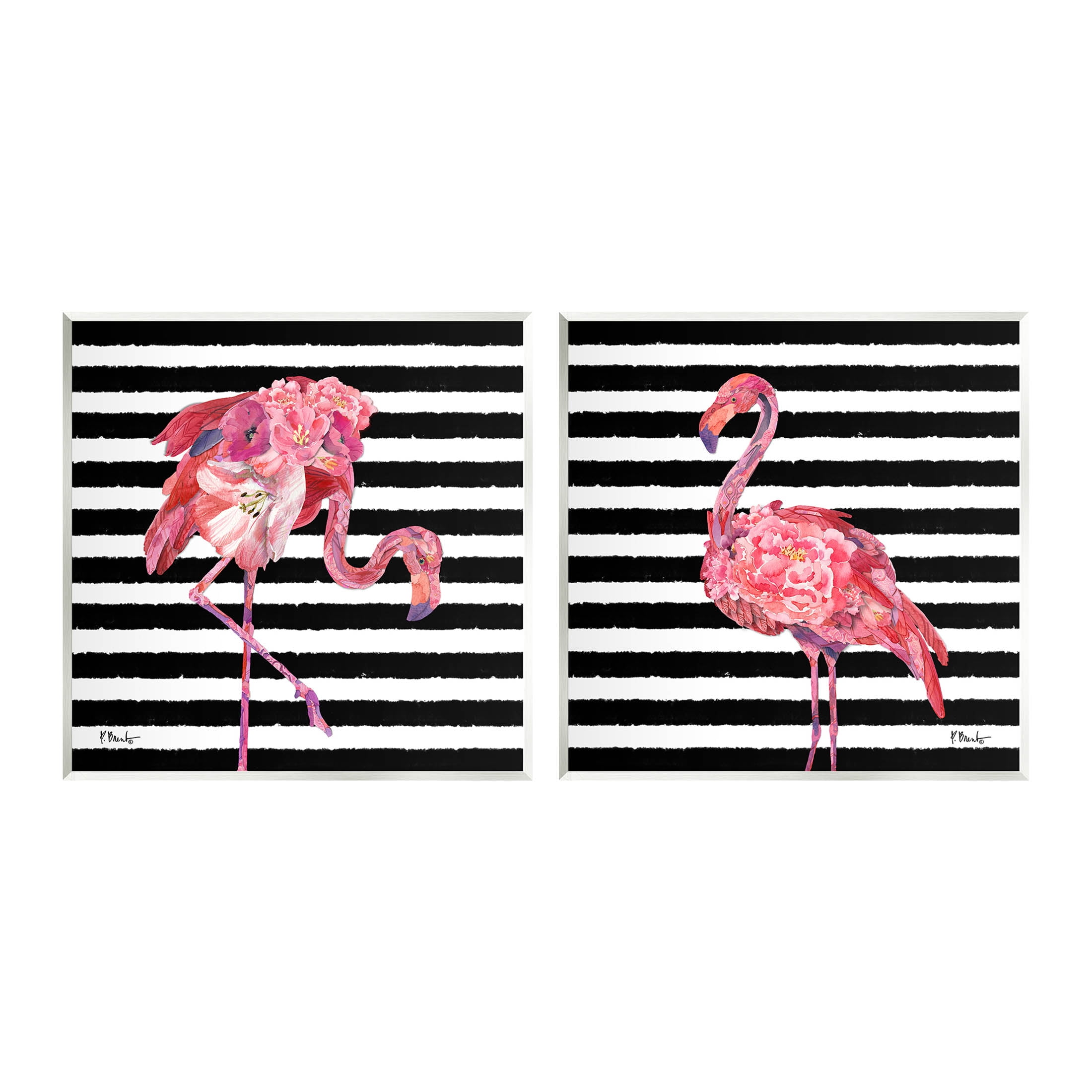 Bold Striped Flamingo Blossoms Animals & Insects Graphic Art Unframed ...