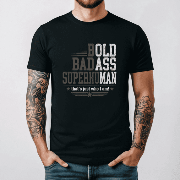 Bold Strong Superhuman Style Tee Retro Style Humor Birthday Statement ...