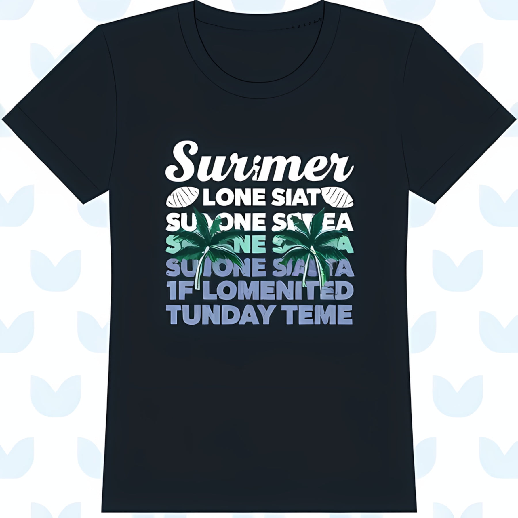 Bold Summer Graphic T-Shirt for Men Blue with White Lettering & Trees ...