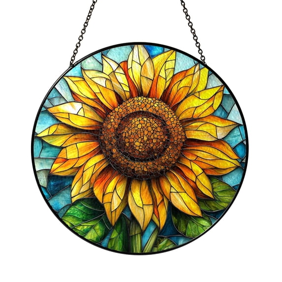 Bold Sunflower Flower Design Stained Glass Style Window Suncatcher ...