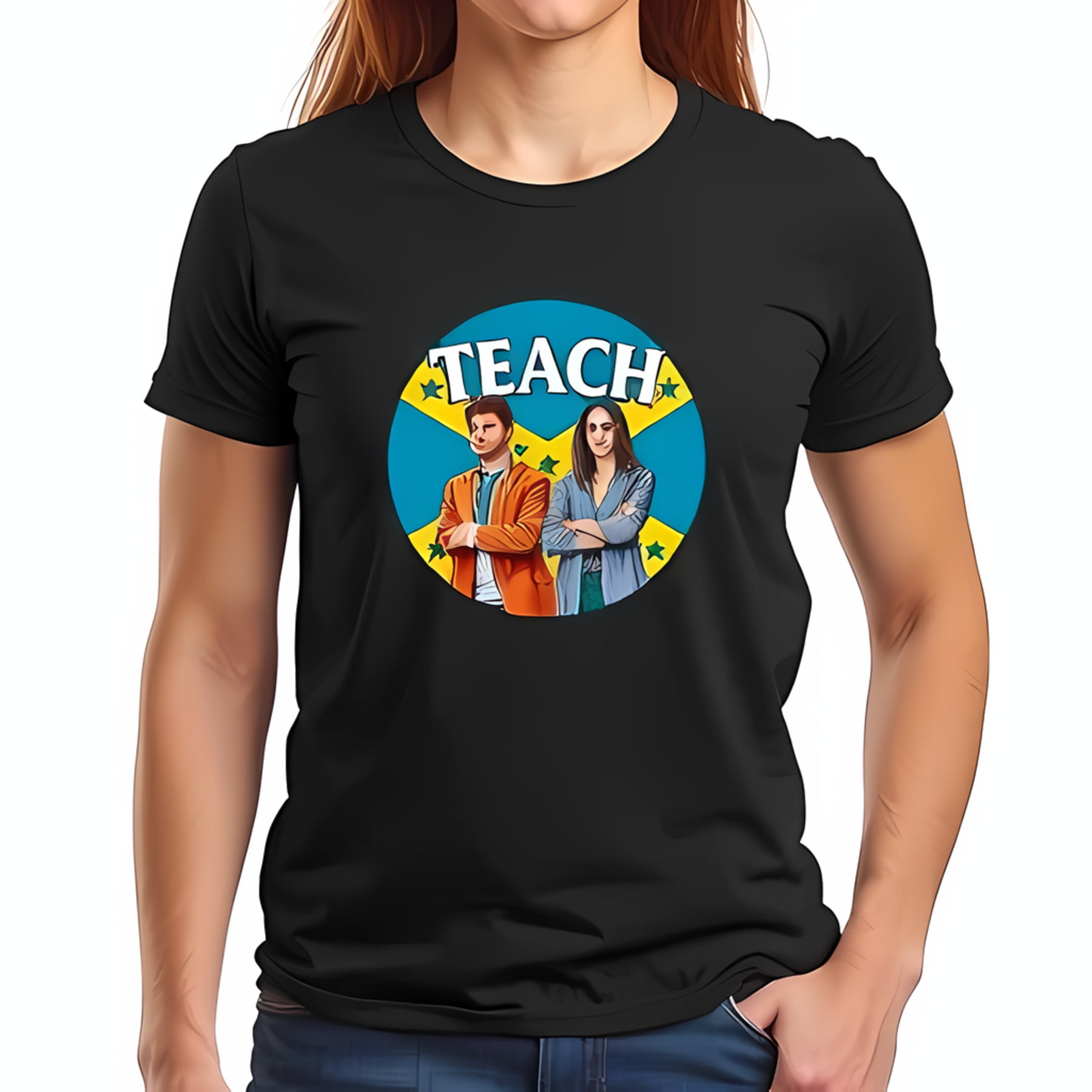 Bold TEACH Graphic Cotton Short Sleeve T-Shirt with Circular Design ...