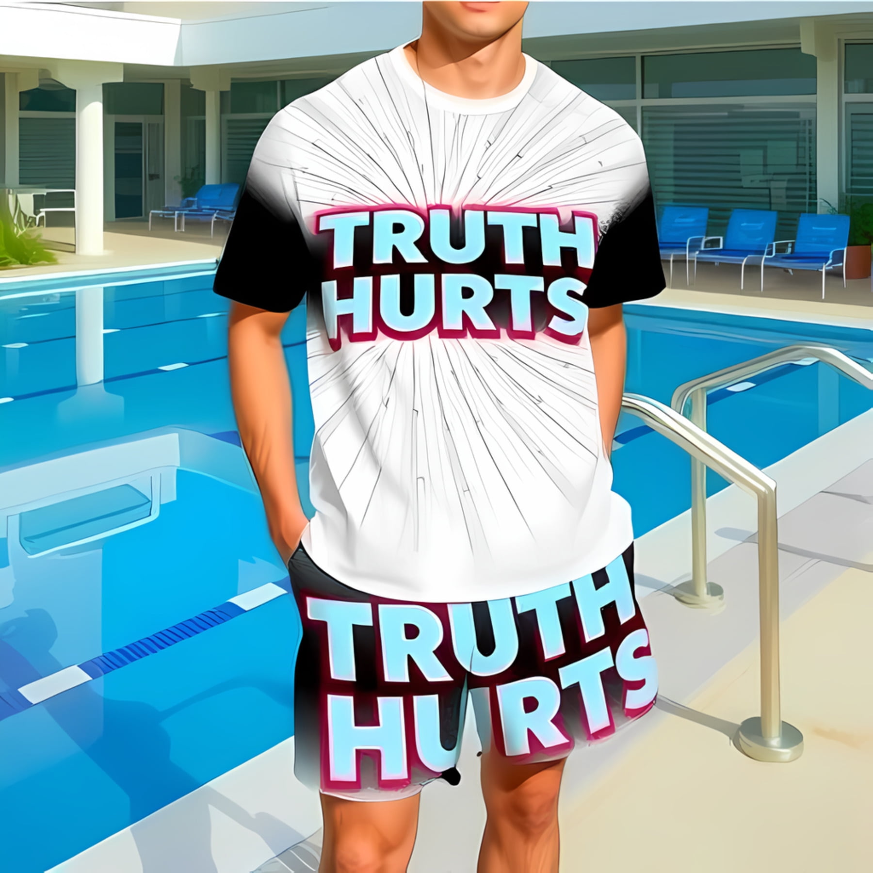 Bold " TRUTH HURTS " Graphic T-Shirt and Shorts Set - Eye - Catching ...