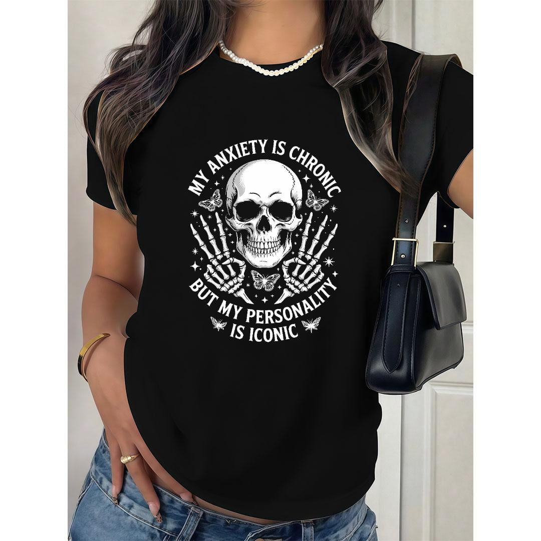 Bold Tee, "My Anxiety Is Chronic But My Personality Is Iconic" Slogan ...