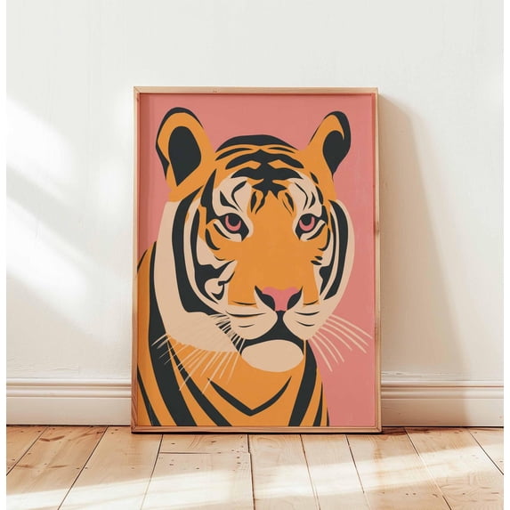 Bold Tiger Portrait Modern Jungle Wall Art Vibrant Safari Decor ...
