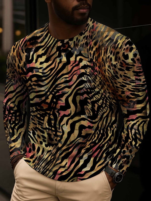 Bold Tiger Print T-Shirt long sleeved camouflage figure 3d men's ...