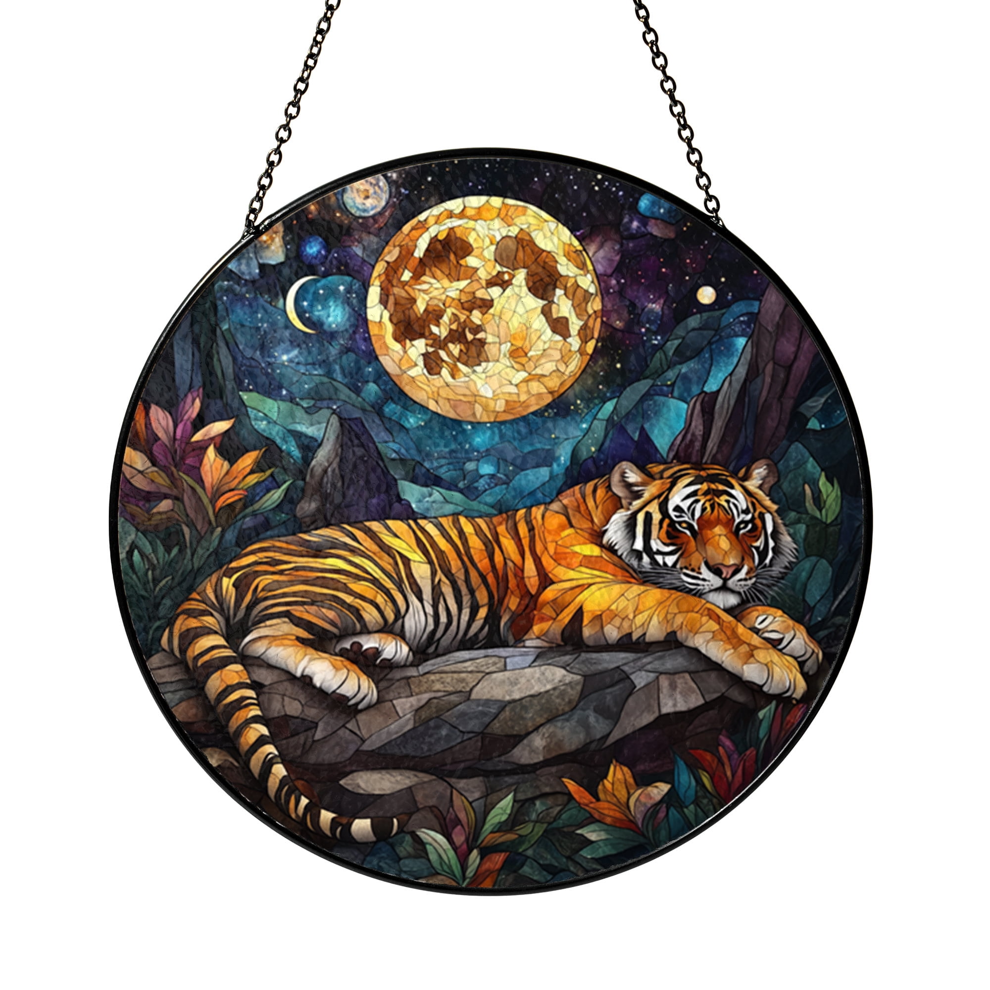 Bold Tiger Stained Glass Suncatcher, Animal Wildlife Window Hanging ...