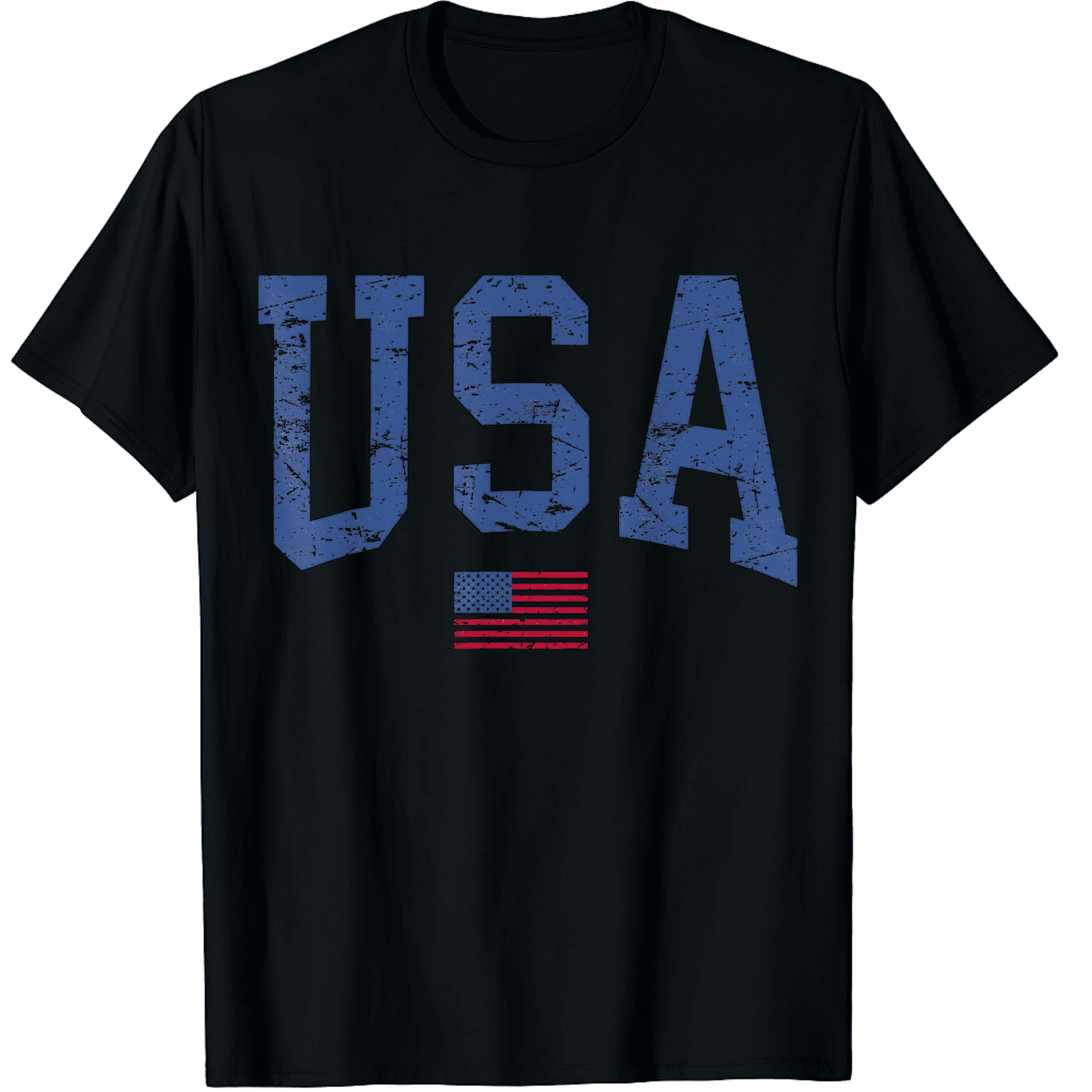 Bold USA Text Small US Flag Distressed Unisex T-Shirt - Walmart.com
