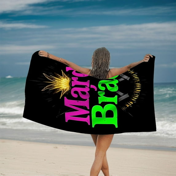 Bold & Vibrant Marde Braed Beach Towel - Dynamic Yellow Explosion ...
