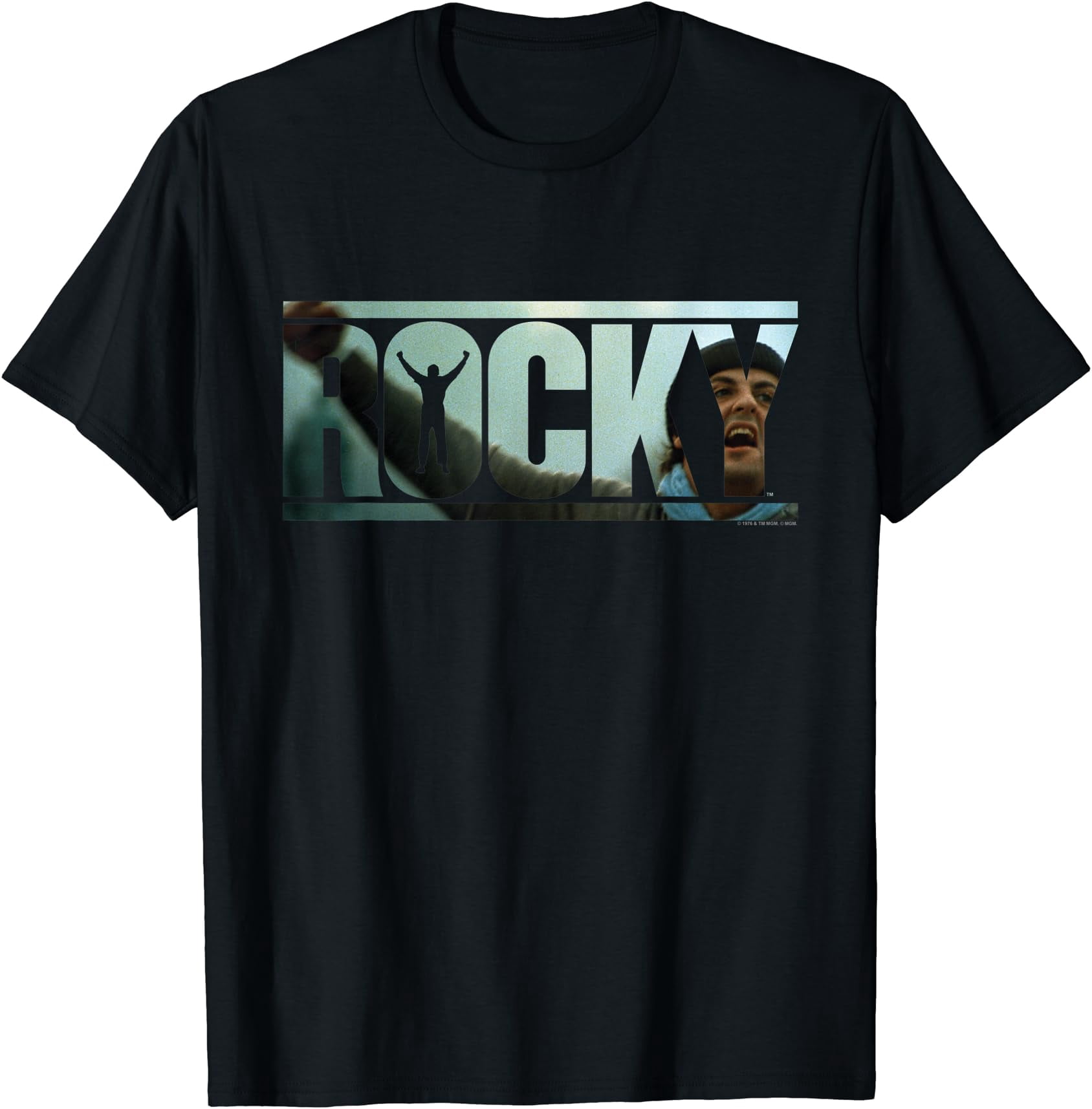 Bold Victory Pose Rocky Cutout Logo T-Shirt for Celebrating ...