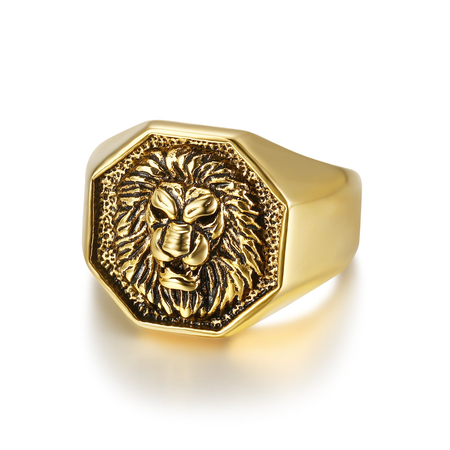 Bold Vintage Gold-Plated Sun God Lion Head Stainless Steel Fashion Ring ...
