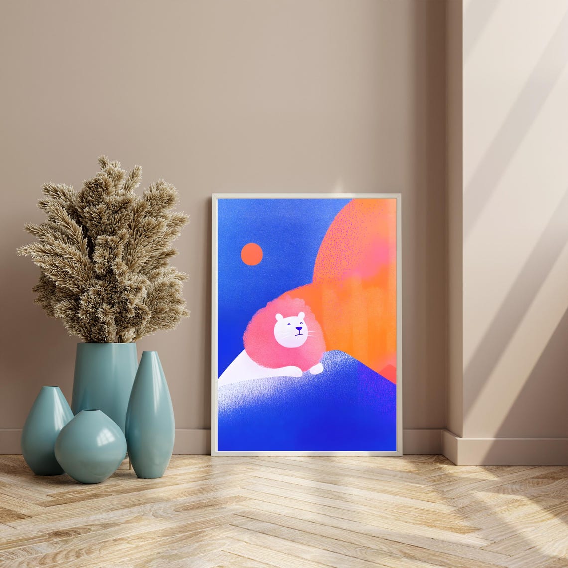 Bold And Whimsical Lion Art, Colorful Lion Wall Poster, Vibrant Lion ...