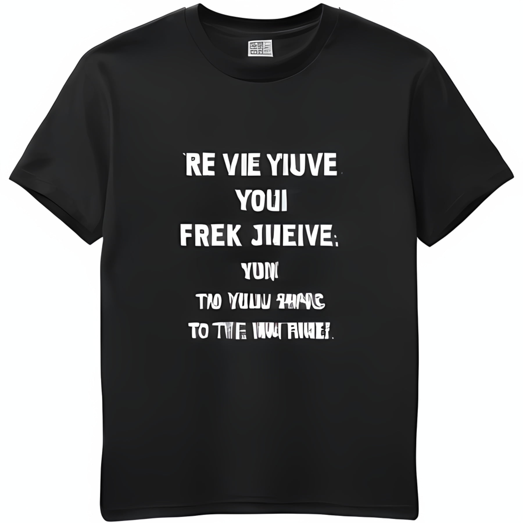 Bold White Text 'REVIEW YOUR FREAK J_matched to the Nordic Fqvie' on Black T-Shirt Unique Design ...