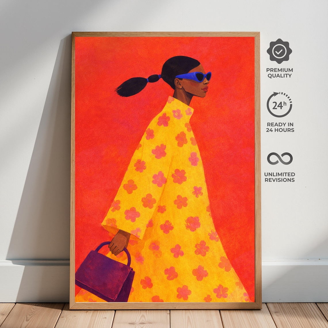 Bold Woman Poster, Colorful Modern Illustration, Fashion Portrait Print ...