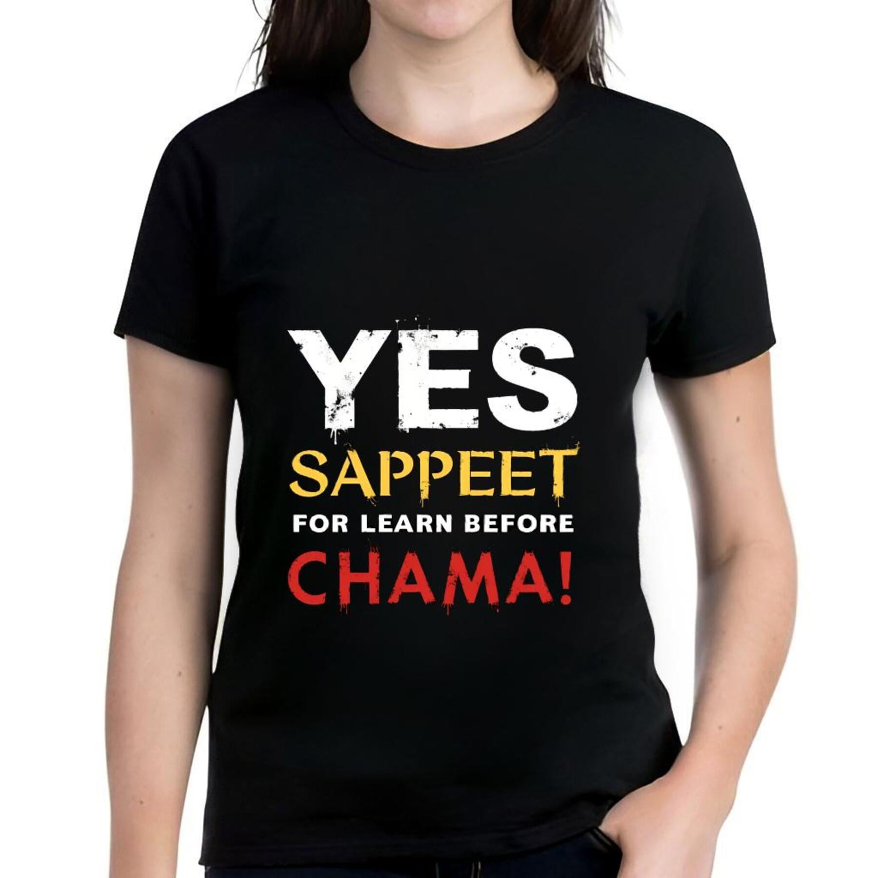 Bold Women's Cotton Short Sleeve T-Shirt - ' YES SAPPET ' Design with ...