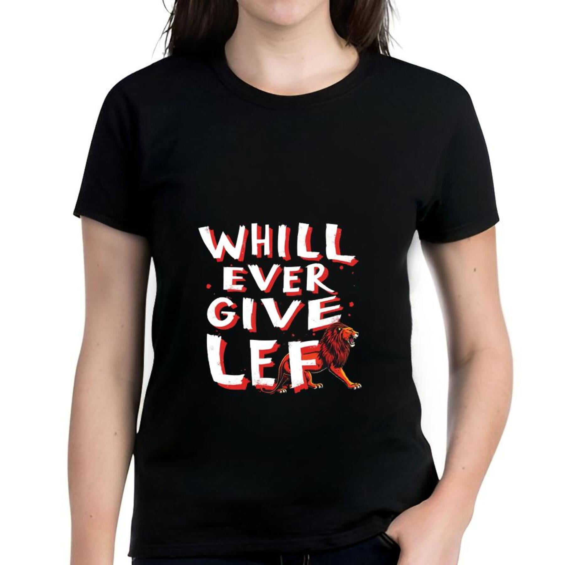 Bold Women's Cotton Short Sleeve T-Shirt with Roaring Lion Graphic and ...