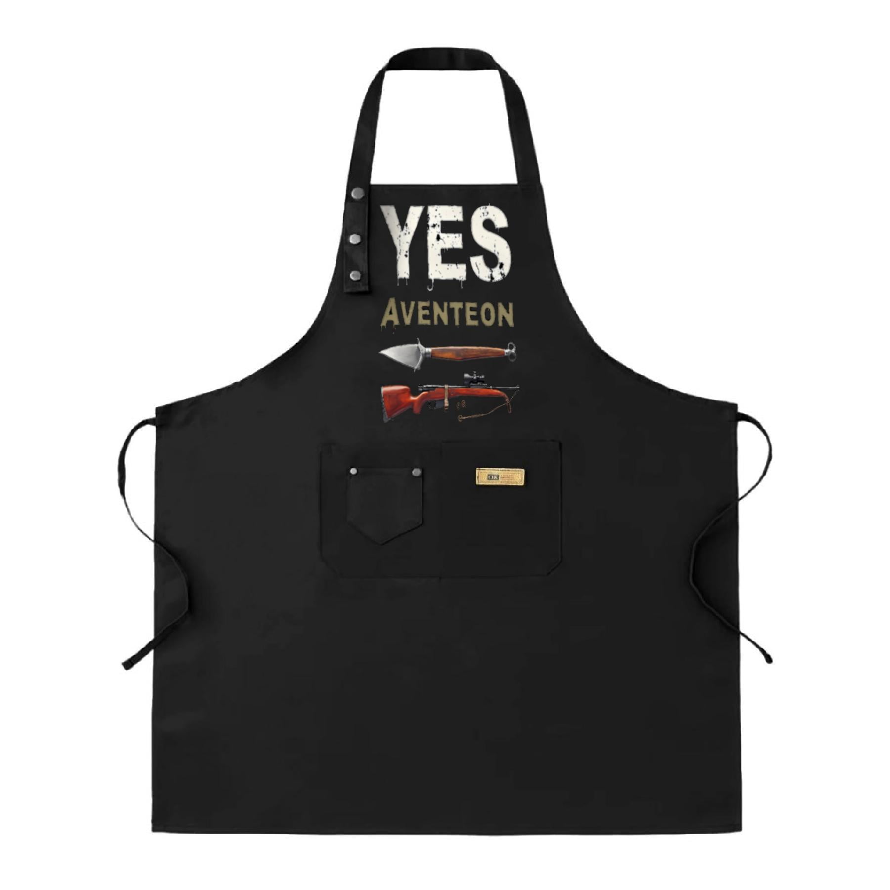 Bold " YES AVENTEON " Design Apron - Distressed White Text with Red ...