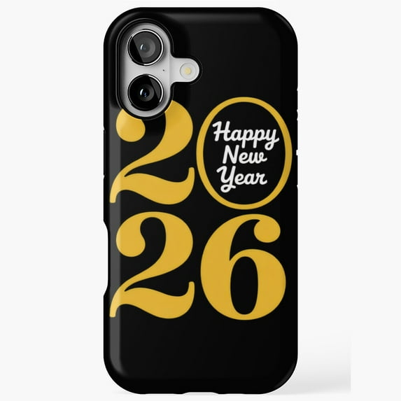 Bold Yellow 2026 Happy New Year Celebration iPhone 17 11 12 13 14 15 16 ...