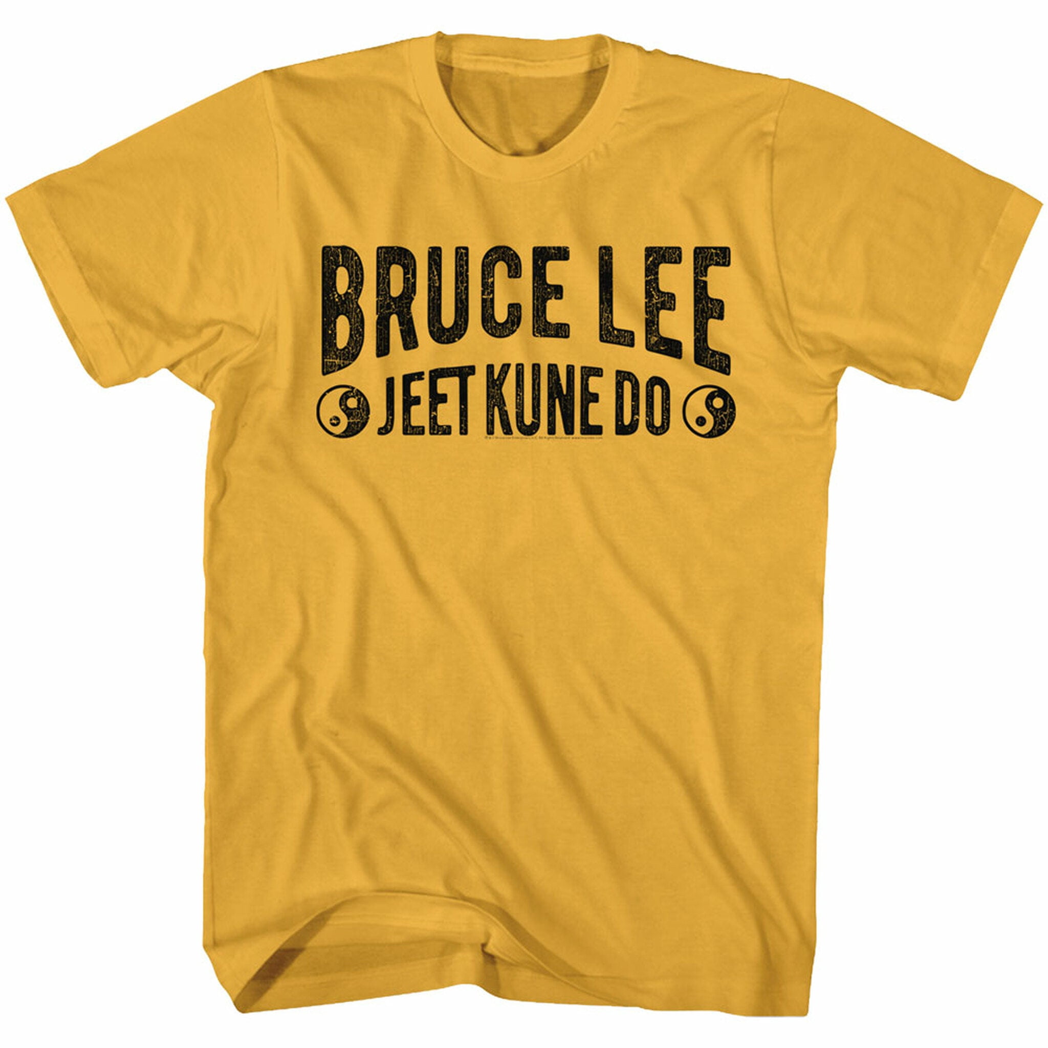 Bold Yellow Bruce Lee Jeet Kune Do Text T-Shirt with Yin-Yang Symbols ...