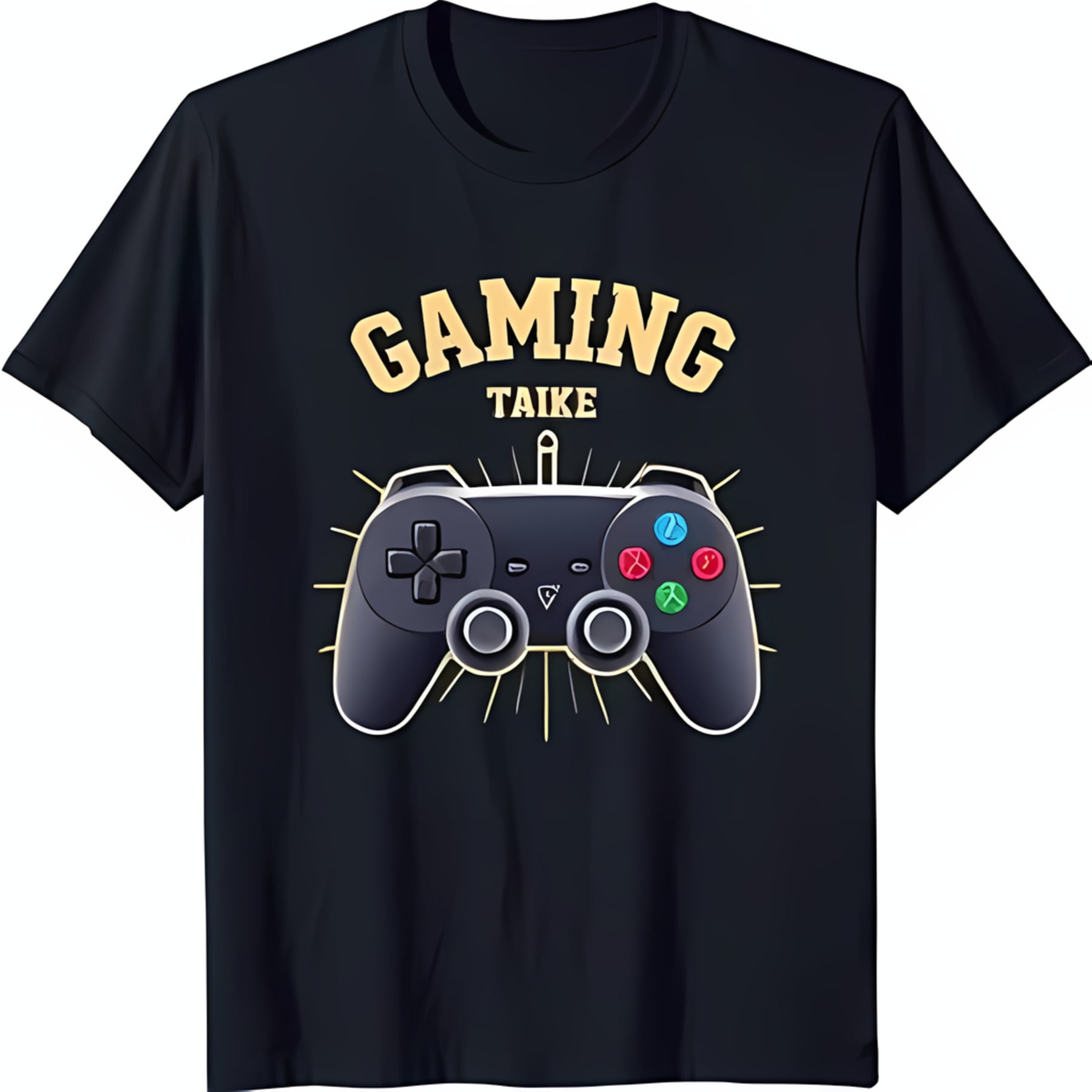 Bold Yellow 'GAMING' T-Shirt with Colorful Controller Design Gamer Tee ...