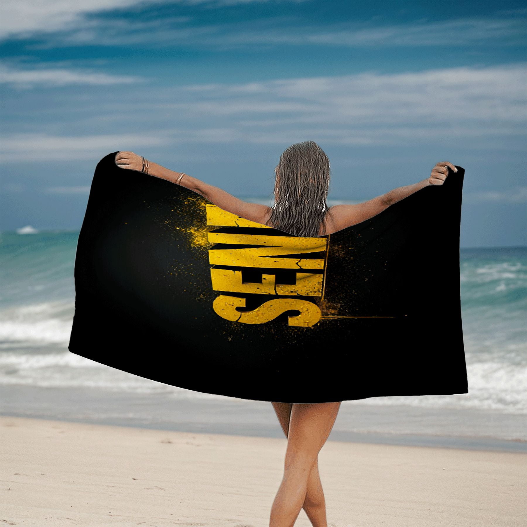 Bold Yellow Graffiti-style Beach & Pool Towel - Eye-Catching Splatter ...