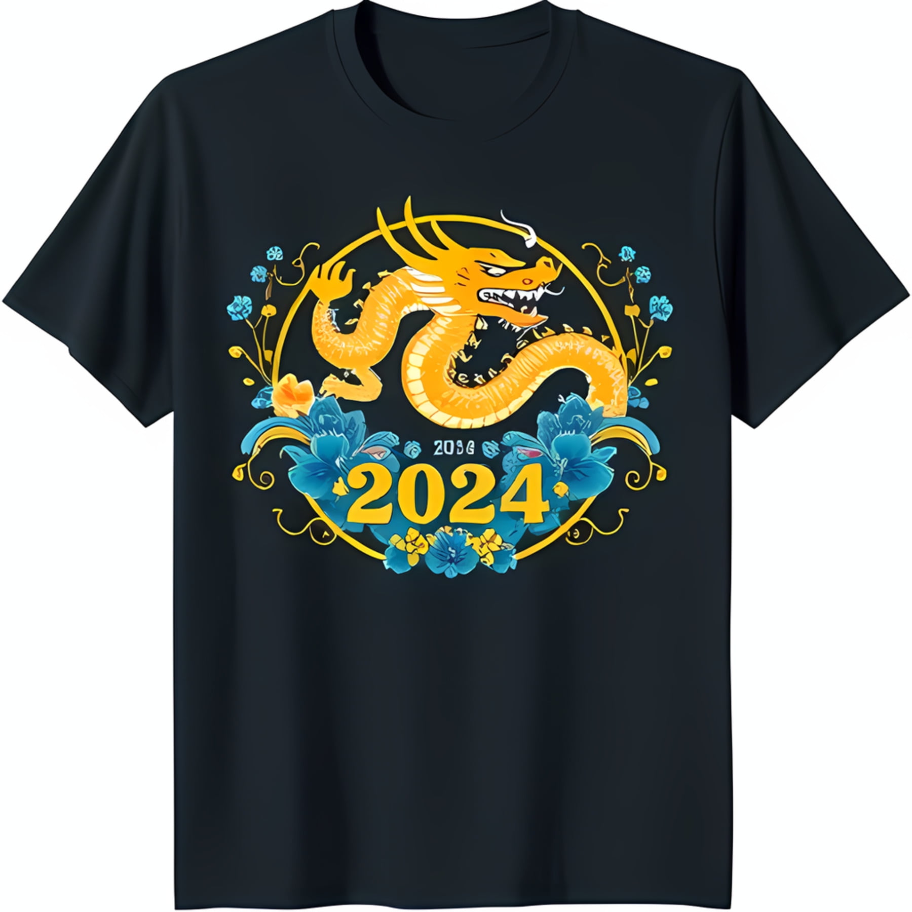 Bold Yellow Graphic on Black T-Shirt Celebrate 2024 Year of the ...