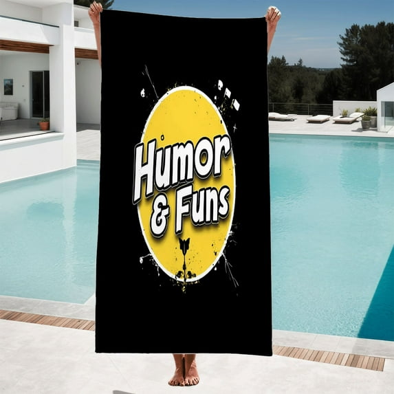 Bold Yellow Oval " Humor & Fun " Design Beach Towel - Artistic Splatter ...
