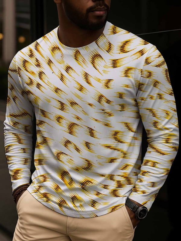 Bold Yellow Wave Print Tee Long-sleeved camouflage figure digital for ...